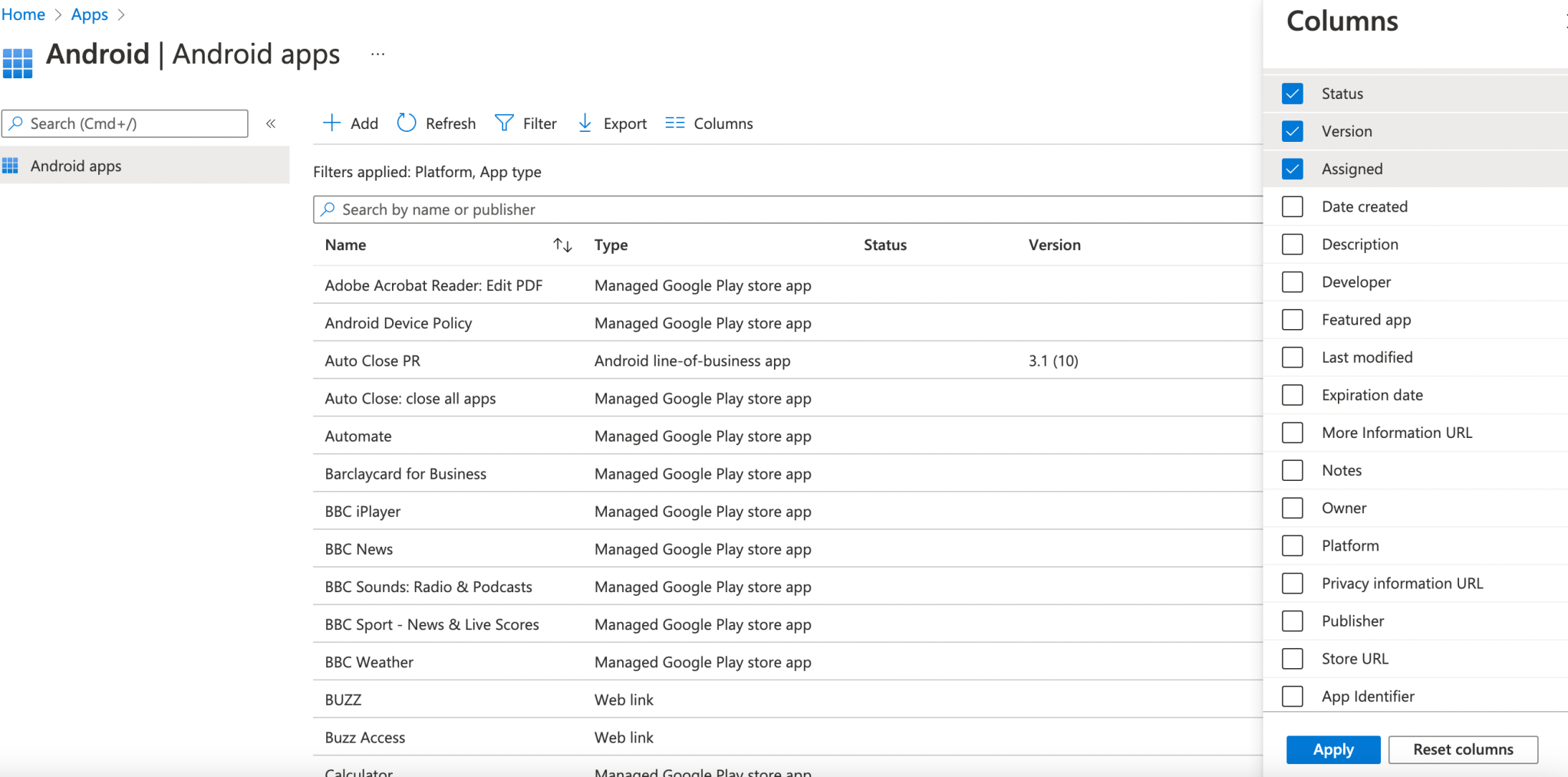 Managed Android System apps & Identifier for Intune . Samsung Phone ...